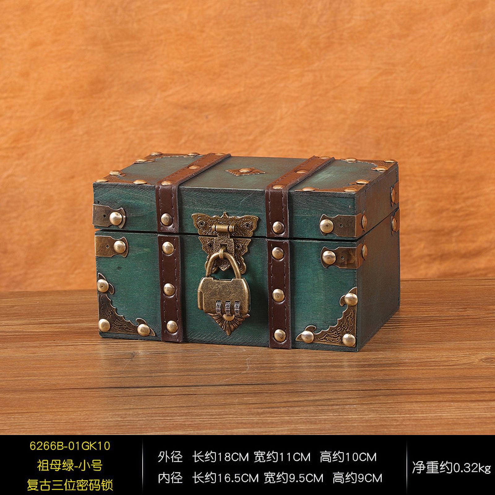 WHAMVOX Retro Jewelry Container Emerald Green 1Set 7.1x4.5x4.1in Wooden ...