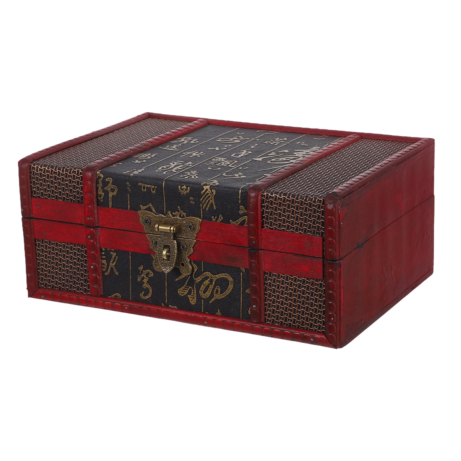 Wooden Treasure Chest: Wood Storage Box with Hinged Lid Decorative ...