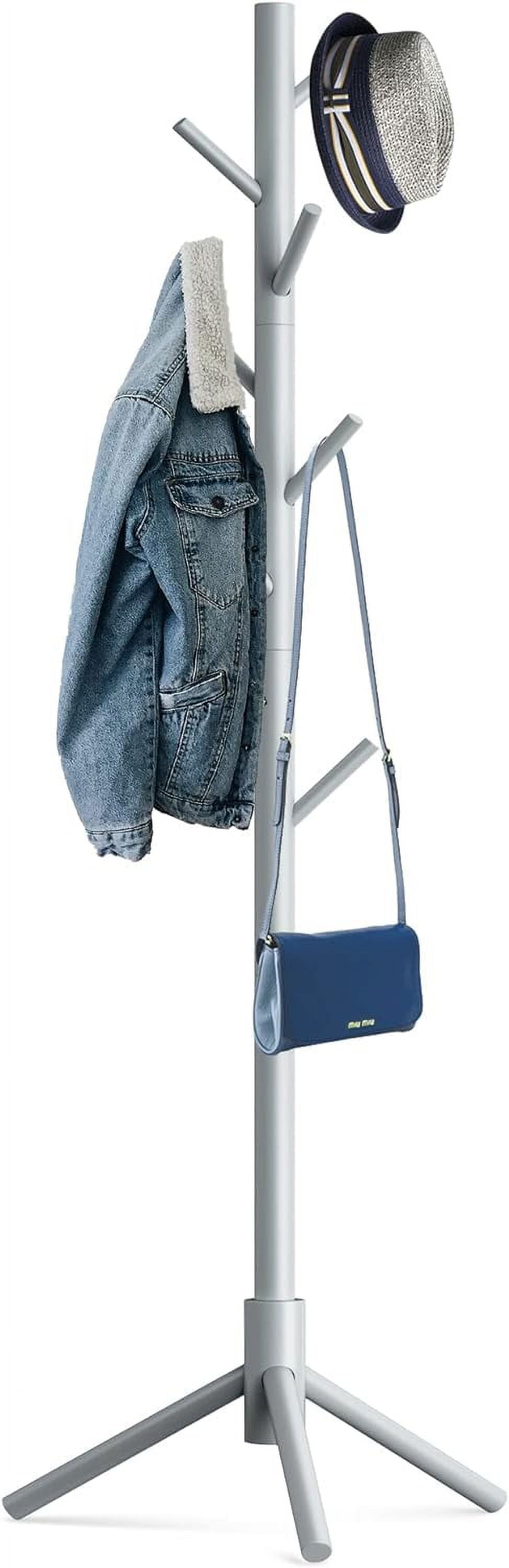 Wooden Tree Coat Rack Stand,Sturdy Freestanding Coat Rack with 8 Hooks ...