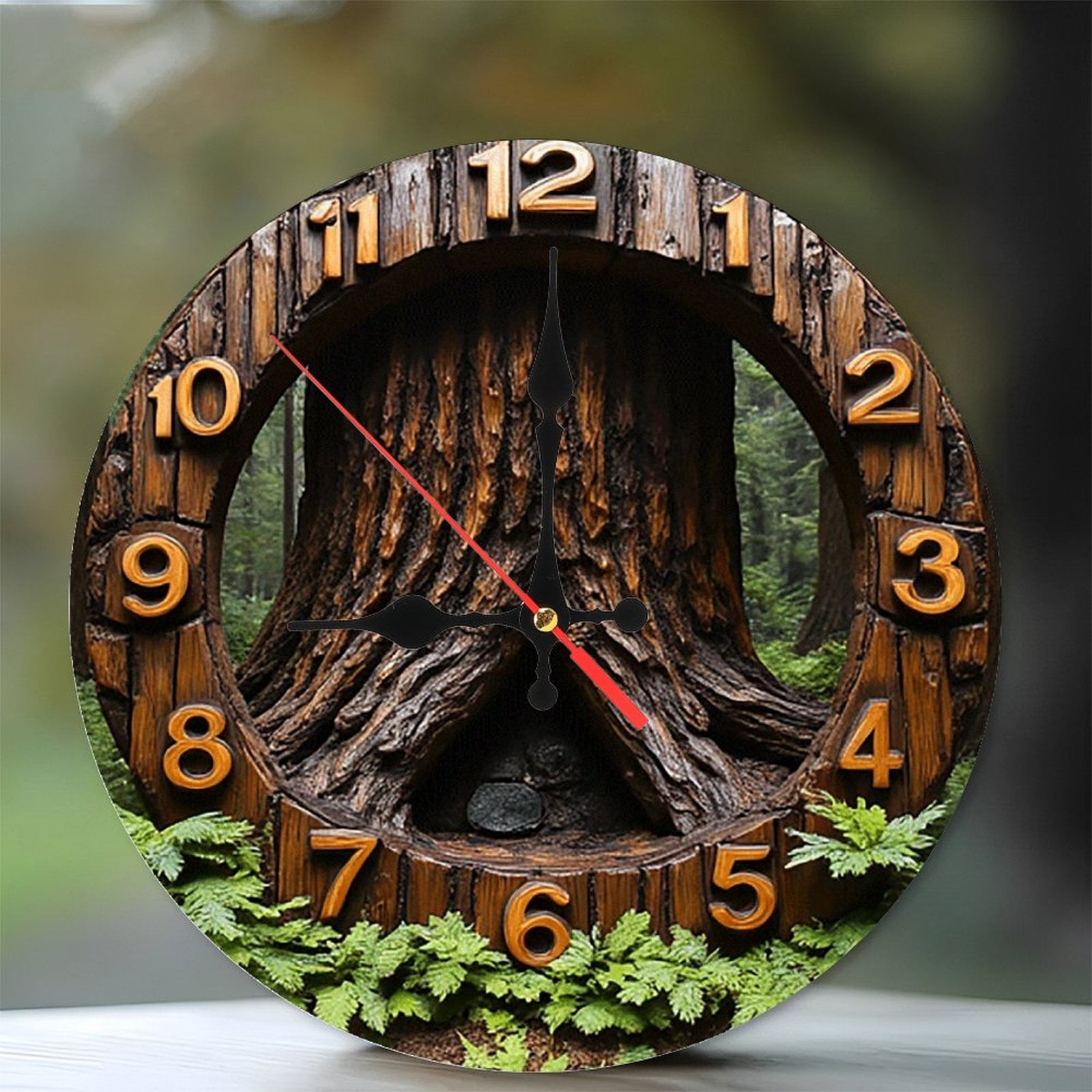 Wooden Tree Stump Wall Clock Rustic Farmhouse Decor 10-Inch Silent ...