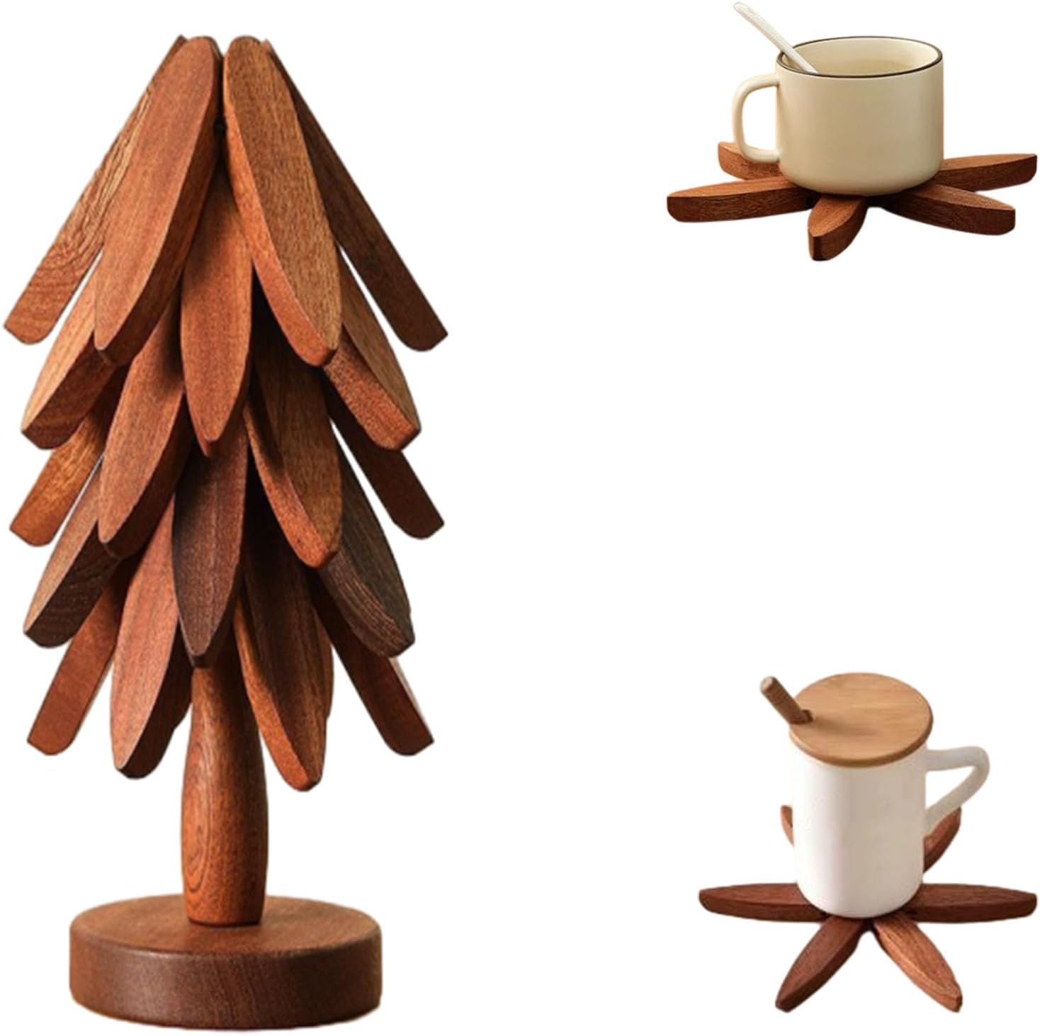 Wooden Tree Trivet Set, Christmas Tree Trivet Sets, TreeTrivet Set, 4 ...