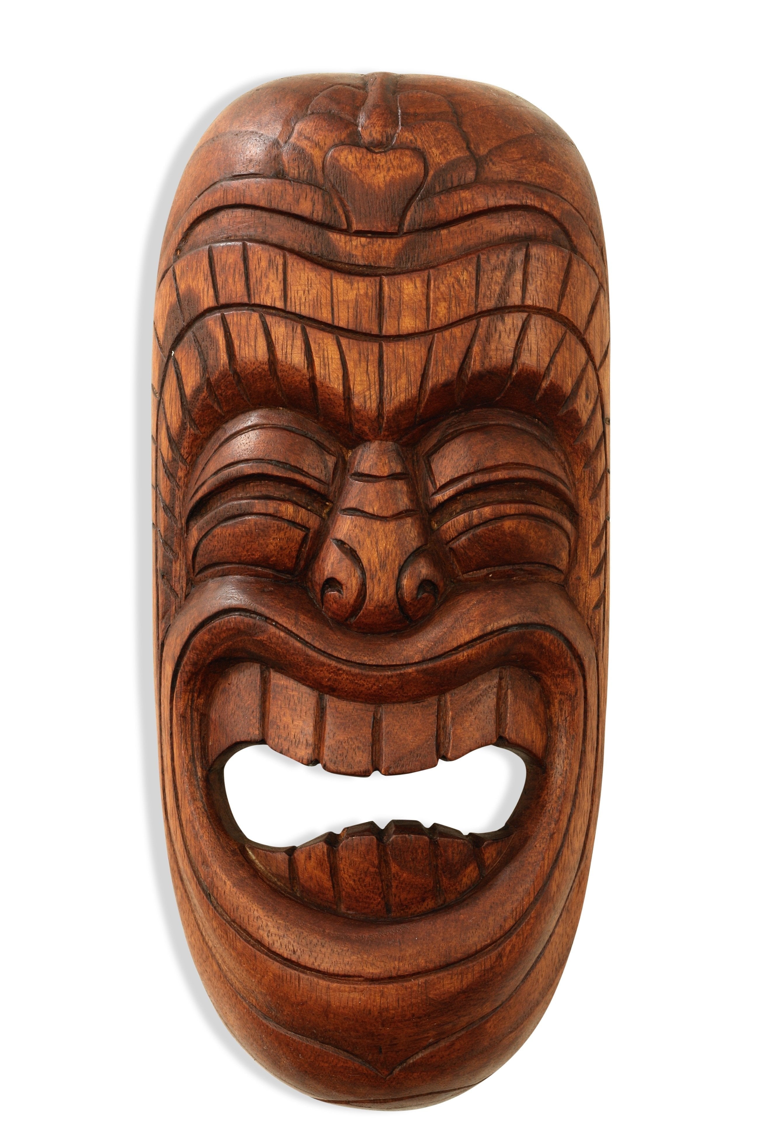Wooden Tribal African Laughing Mask Hand Carved Wall Plaque Hanging ...