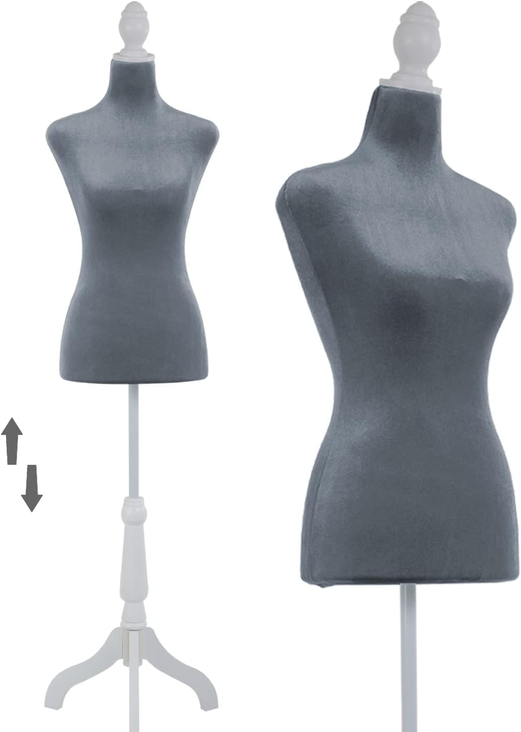 Wooden Tripod Base Female Mannequin Torso Dress Form 50"-63" Height ...