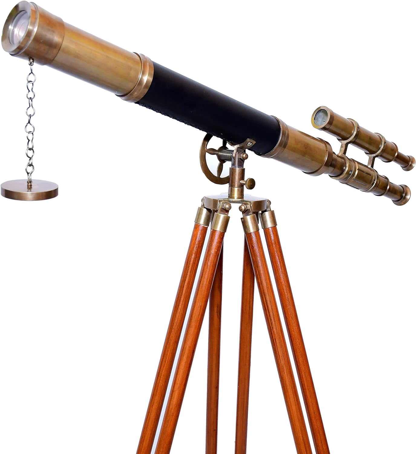 Wooden Tripod Floor Standing Telescopic tripods Maritime Brass Antique ...