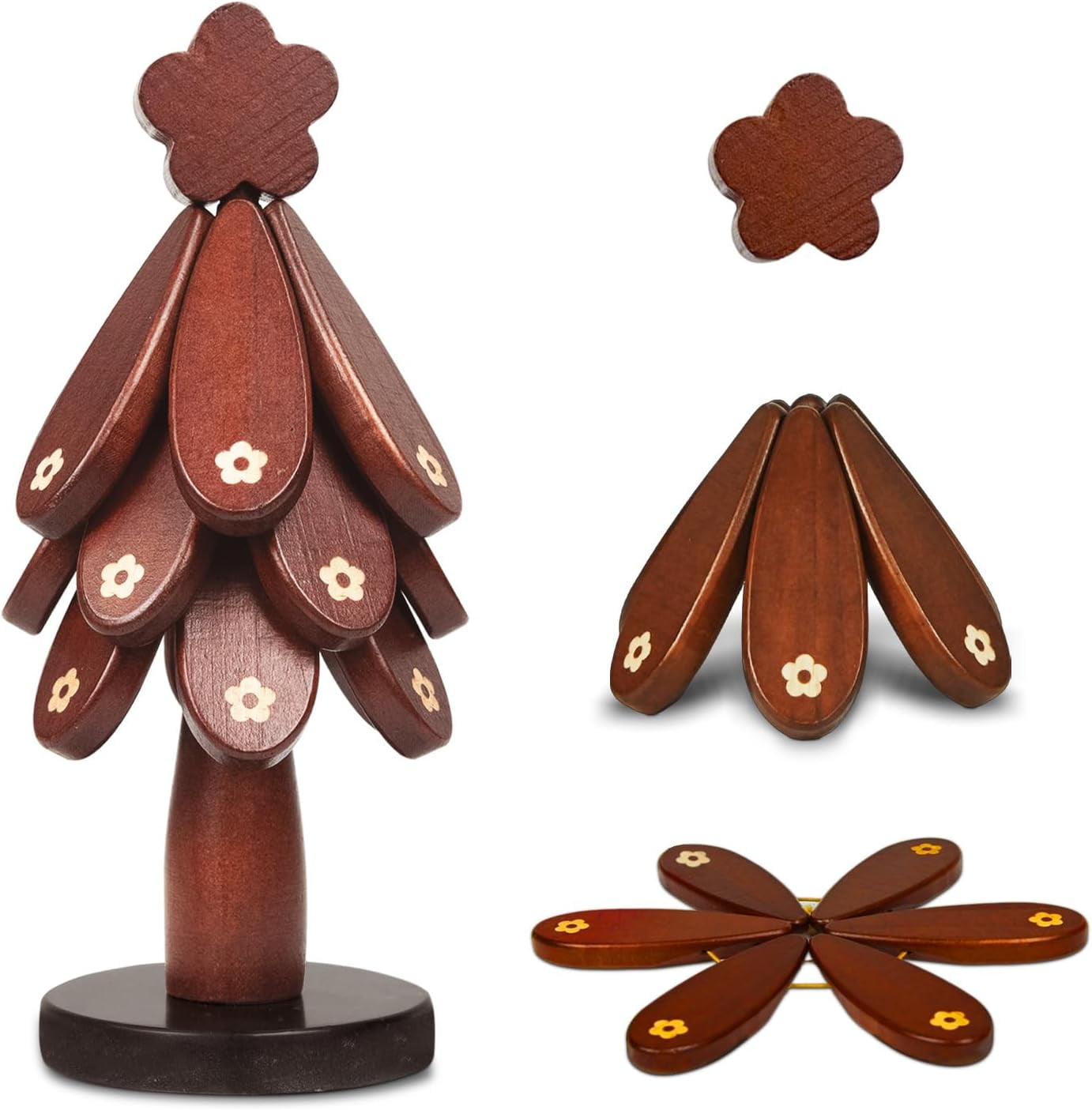 Wooden Trivets for Hot Dishes,Tree Shape Trivet Set,3 Wooden Trivets+1 ...