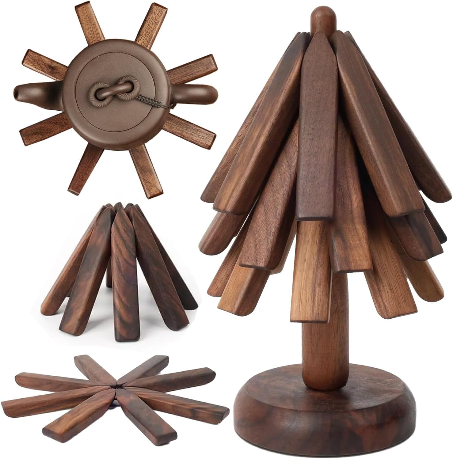 Wooden Trivets for Hot Dishes,Tree Shape Trivet Set,3 Wooden Trivets+1 ...