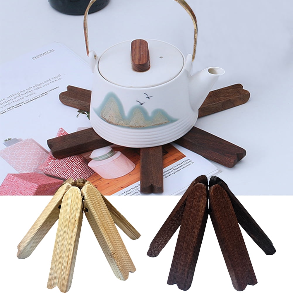 Wooden Trivets for Hot Dishes, Foldable Coaster for Teapot Hot Pots ...