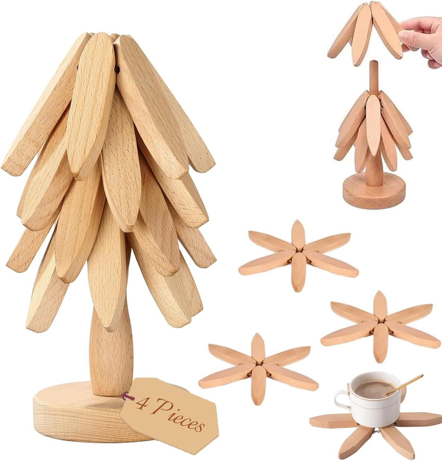 Wooden Trivets for Hot Dishes, Tree Shape Trivet Set,Trivets for Hot ...