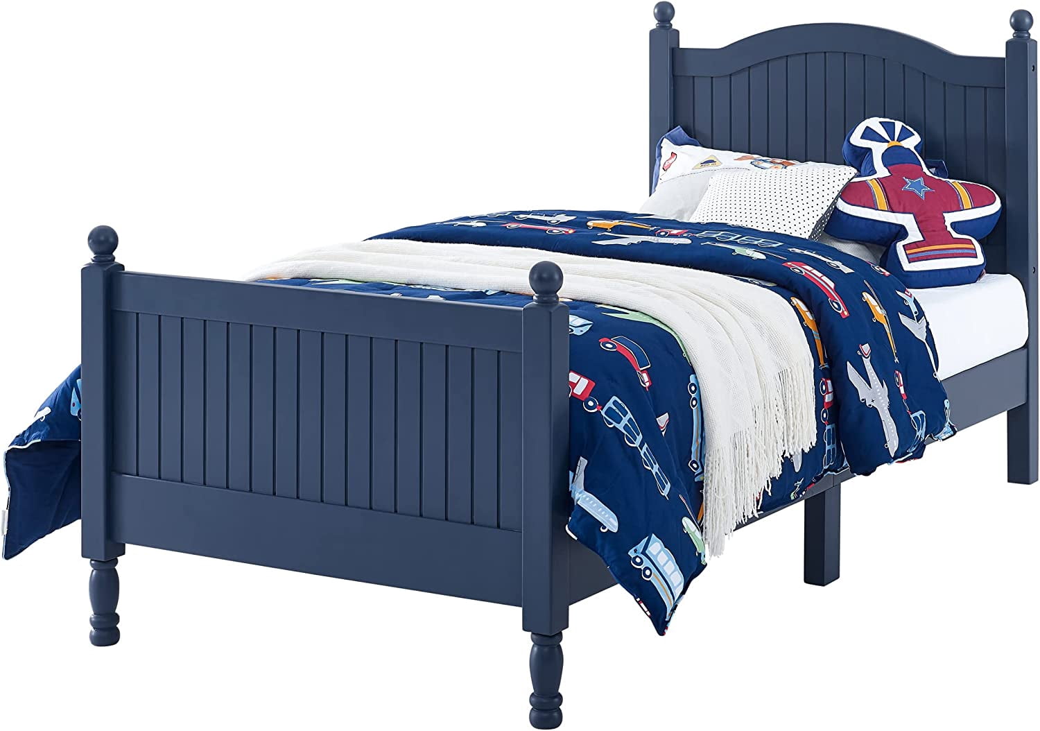 Wooden Twin Bed Frame with Headboard & Footboard Designed with Classic ...