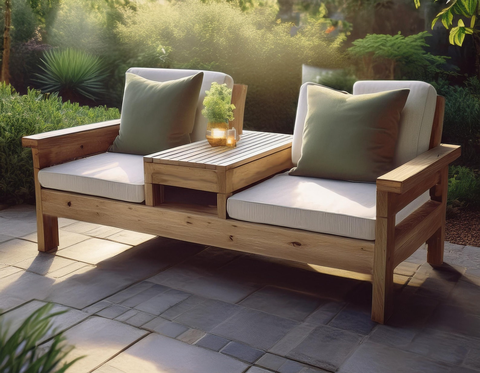 Wooden Twin Jack and Jill Love Seat 1.7m x 0.8m UK Metric Plans with ...