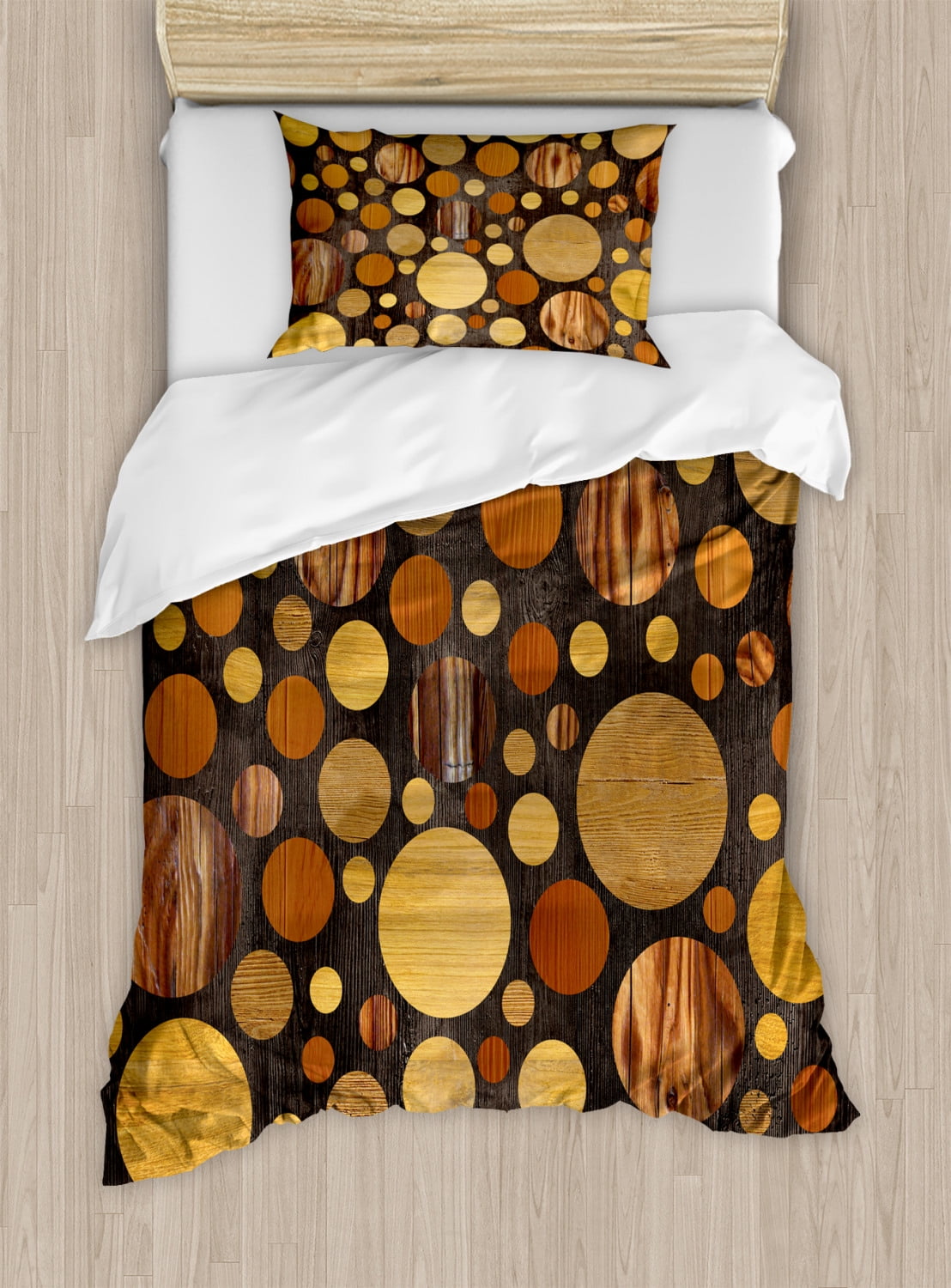 Wooden Print Duvet Cover Set, Brown Wood Textures Abstract Pattern ...