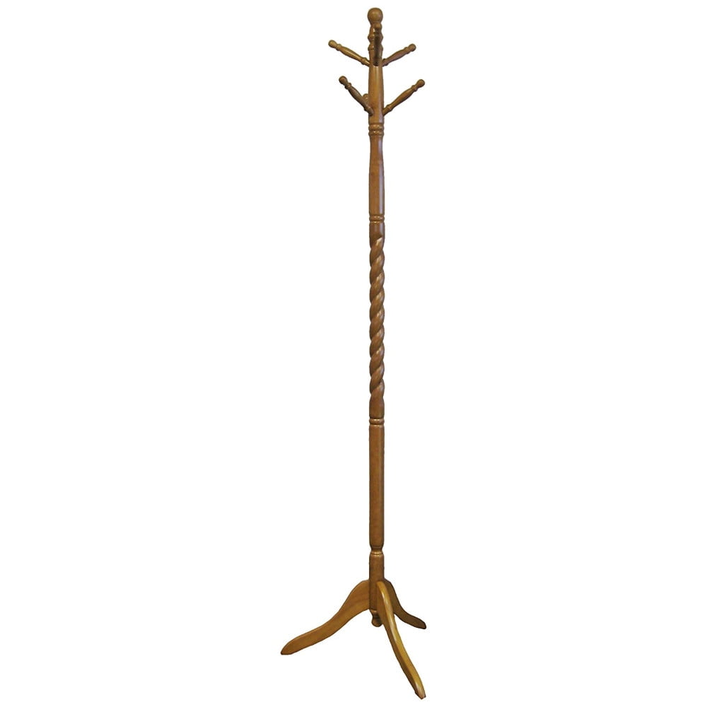Wooden Twist Hall Tree Coat Rack In Oak Brown - Walmart.com