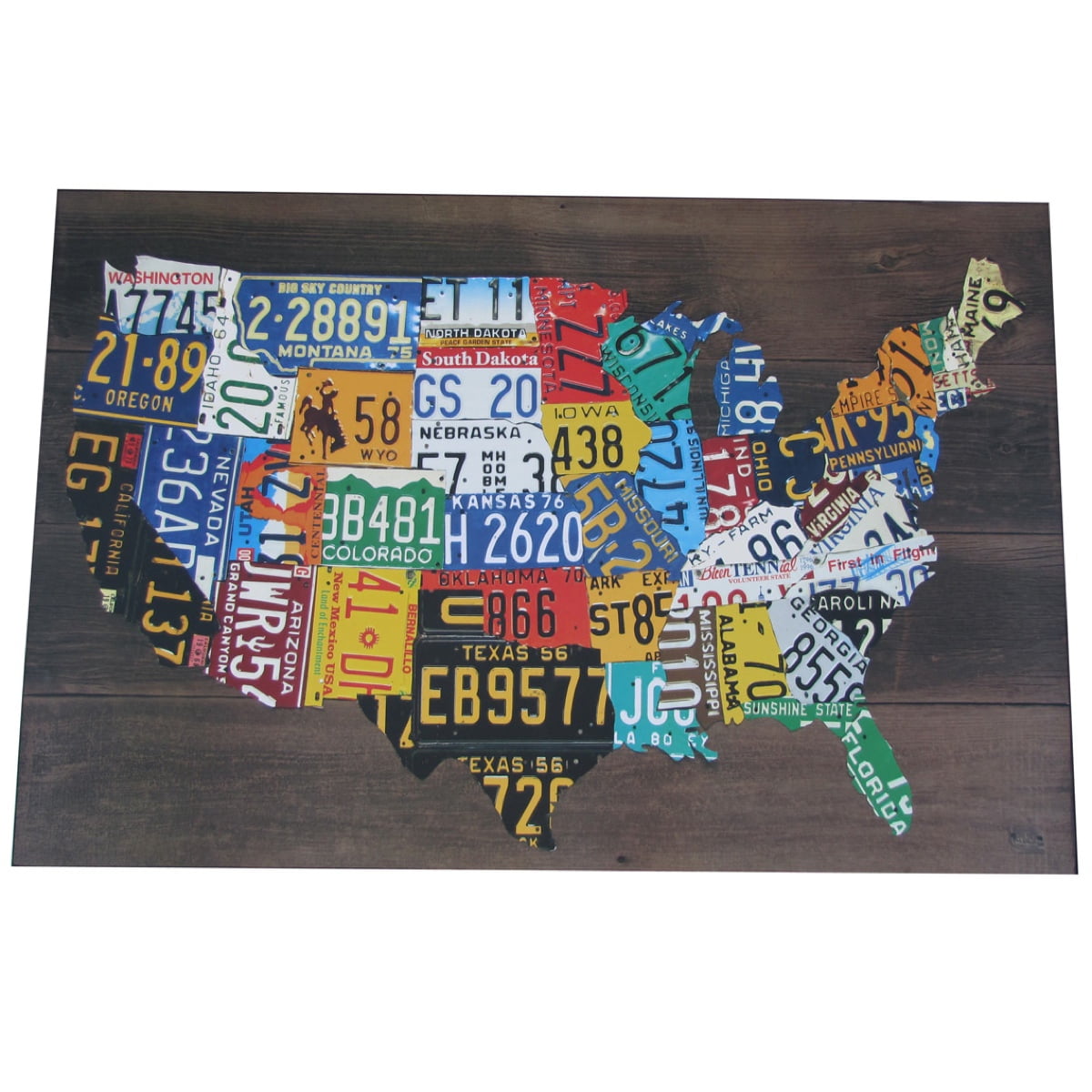 Wooden USA License Plate Map Pub Bar Wall Art Wood U.S.A. Auto Car Tag ...