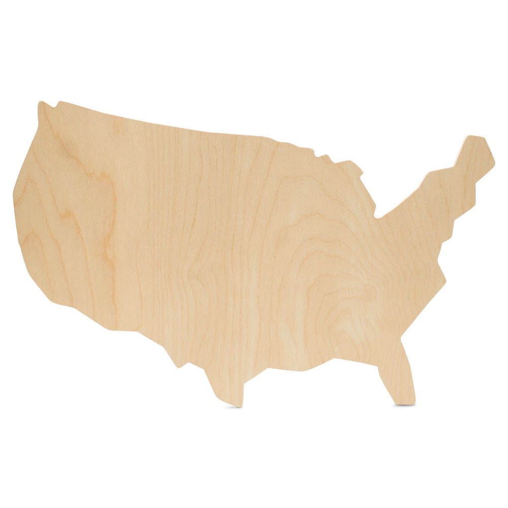 Wooden United States Map Cutout 11 x 18-inch, Pack of 100 State Crafts ...
