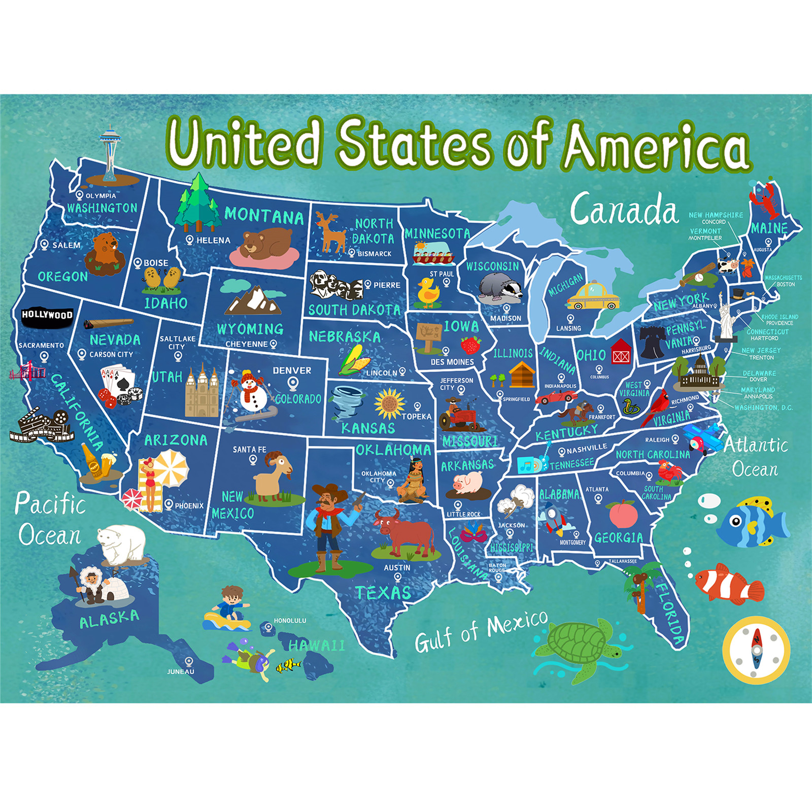 Fox Valley Traders USA Magnetic Map Puzzle - Walmart.com