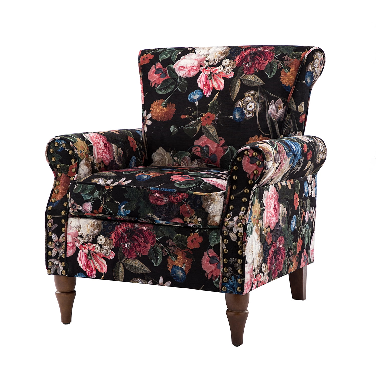 Wooden Upholstered Accent Chair with Removable Cushion Armchair ...