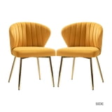Wooden Upholstery Comfy Dining Chair Channel Tufted Metal Legs Living ...