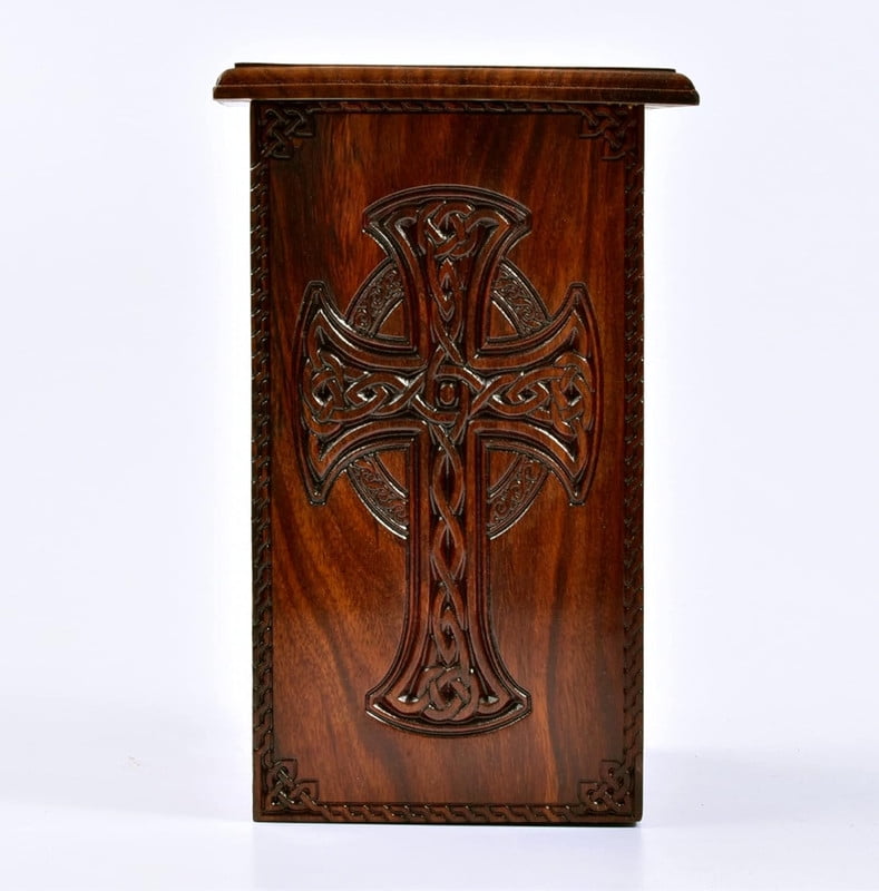 Rosewood Handcrafted Celtic Cross Urn For Human Ashes / Adult Urn / Christian Memorial Urn ...