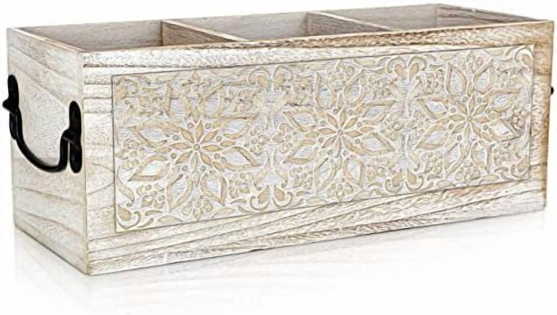 Wooden Utensil Caddy for Kitchen Countertop Multi Purpose Wooden Desk ...
