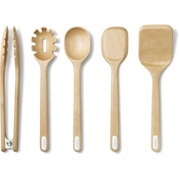 Wooden Utensil Set - 5 Piece Cooking Utensil Set - Spoon, Server ...