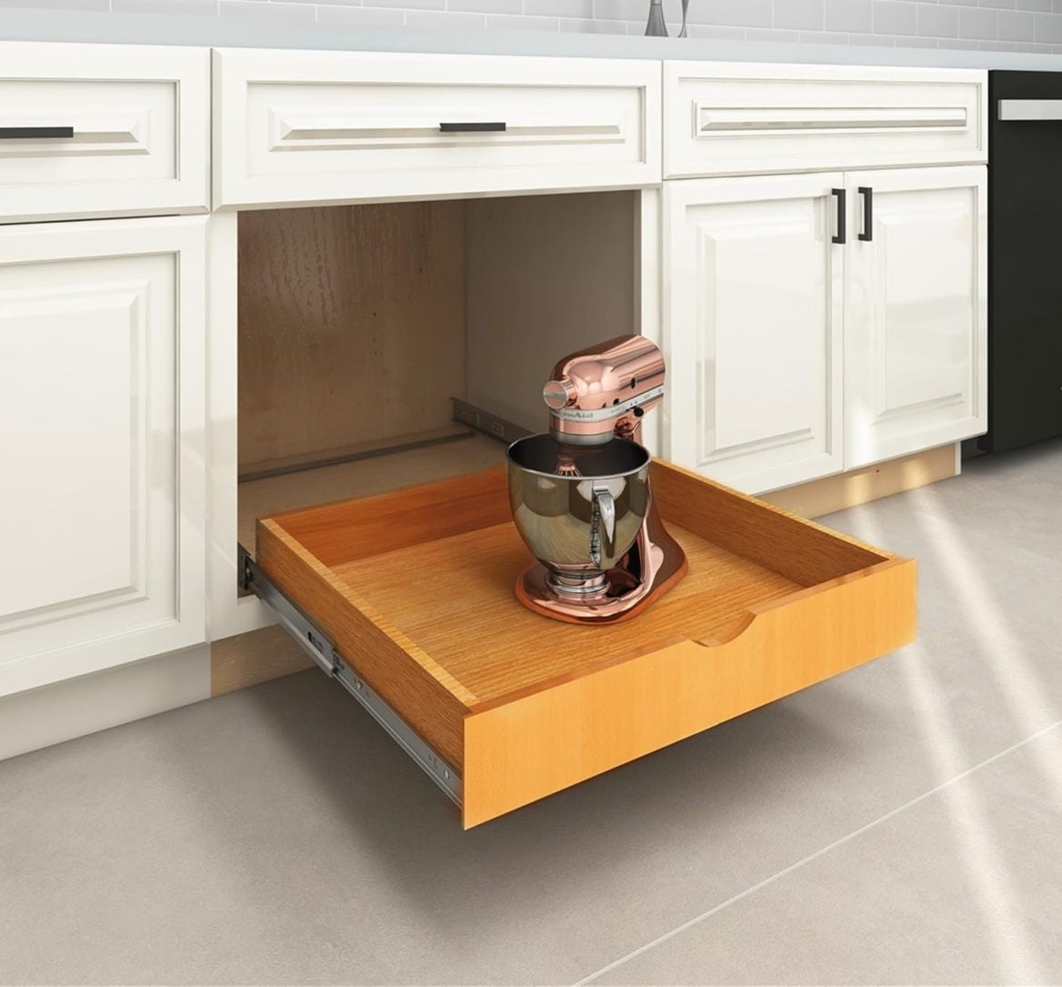 Wooden Utensil drawer Organizer Fully Assembled Pull-out Under Cabinet ...