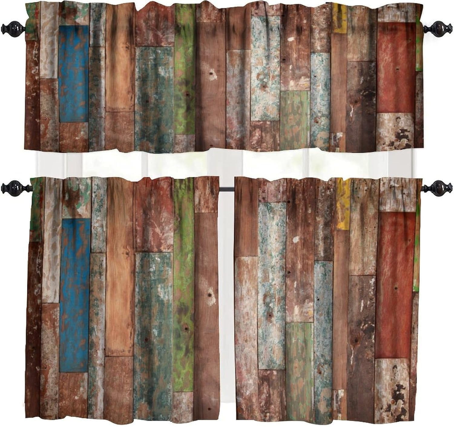 Wooden Valance Curtain Farmhouse Wood Floor Rustic Planks Wood Grunge ...