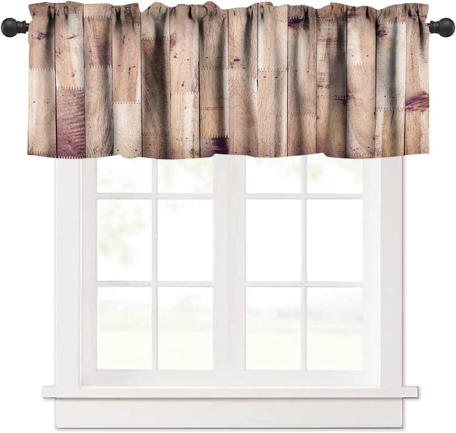 Wooden Valances Curtains Farmhouse Rustic Country Wood Plank Brown ...