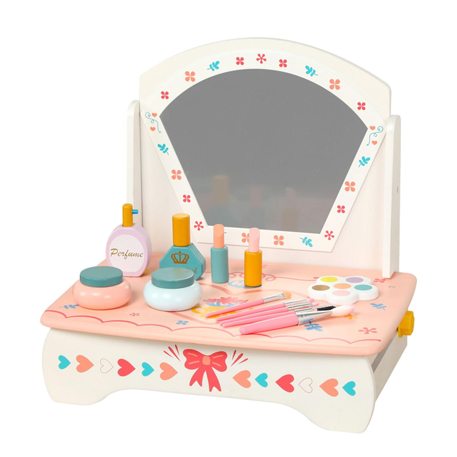 Wooden Vanity Table Toy Wooden Princess Vanity Table for Kids Girls ...