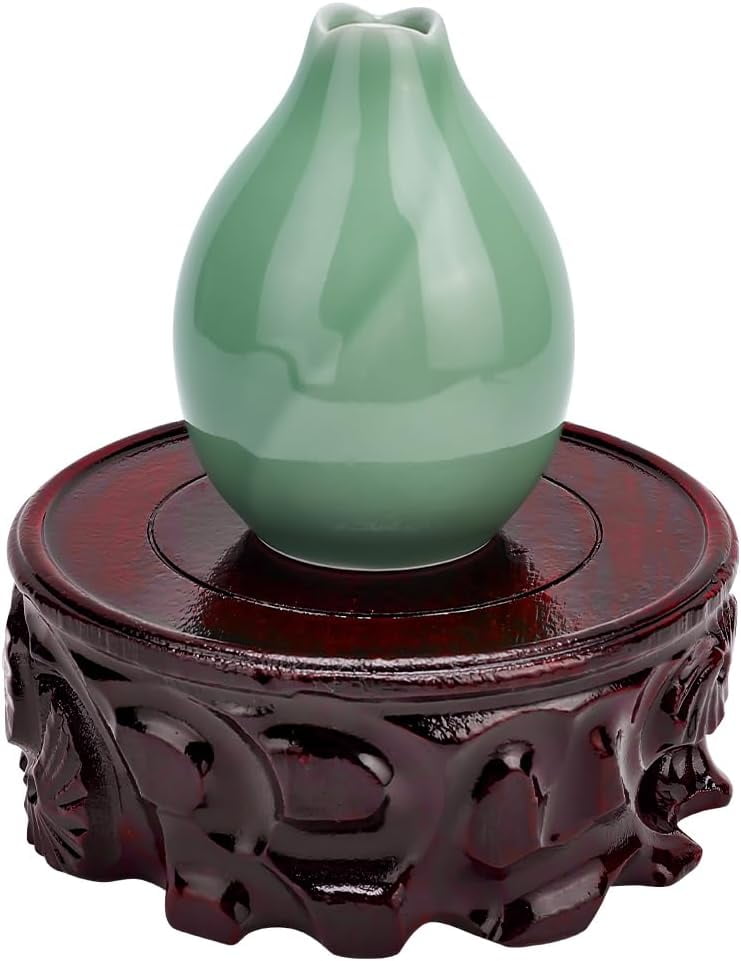 Wooden Vase Display Stand 4.7 inch Inner Diameter Dark Red Vase Wooden ...