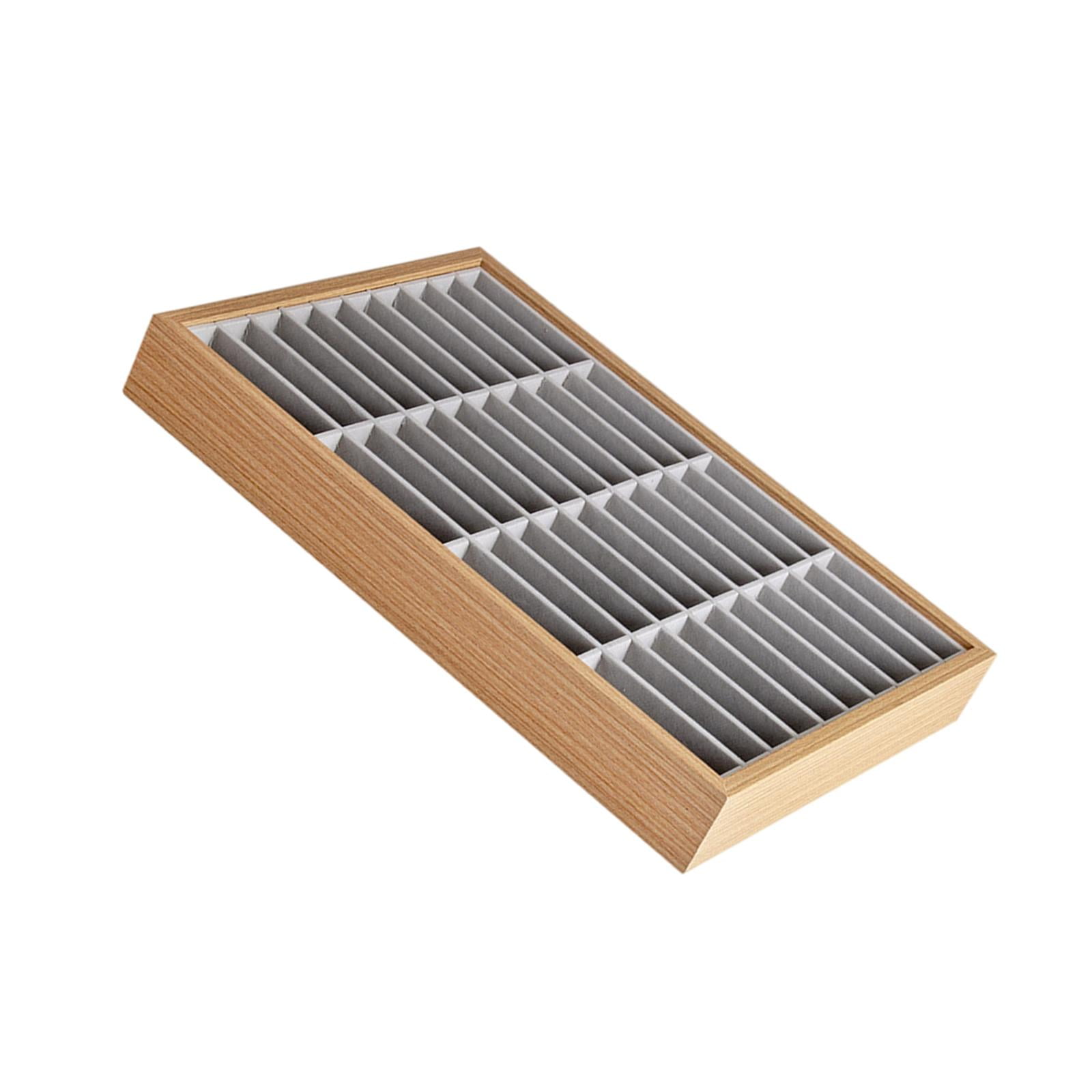 Wooden Velvet Bangle Bracelet Display Tray 40 Grids Showcase Jewelry ...