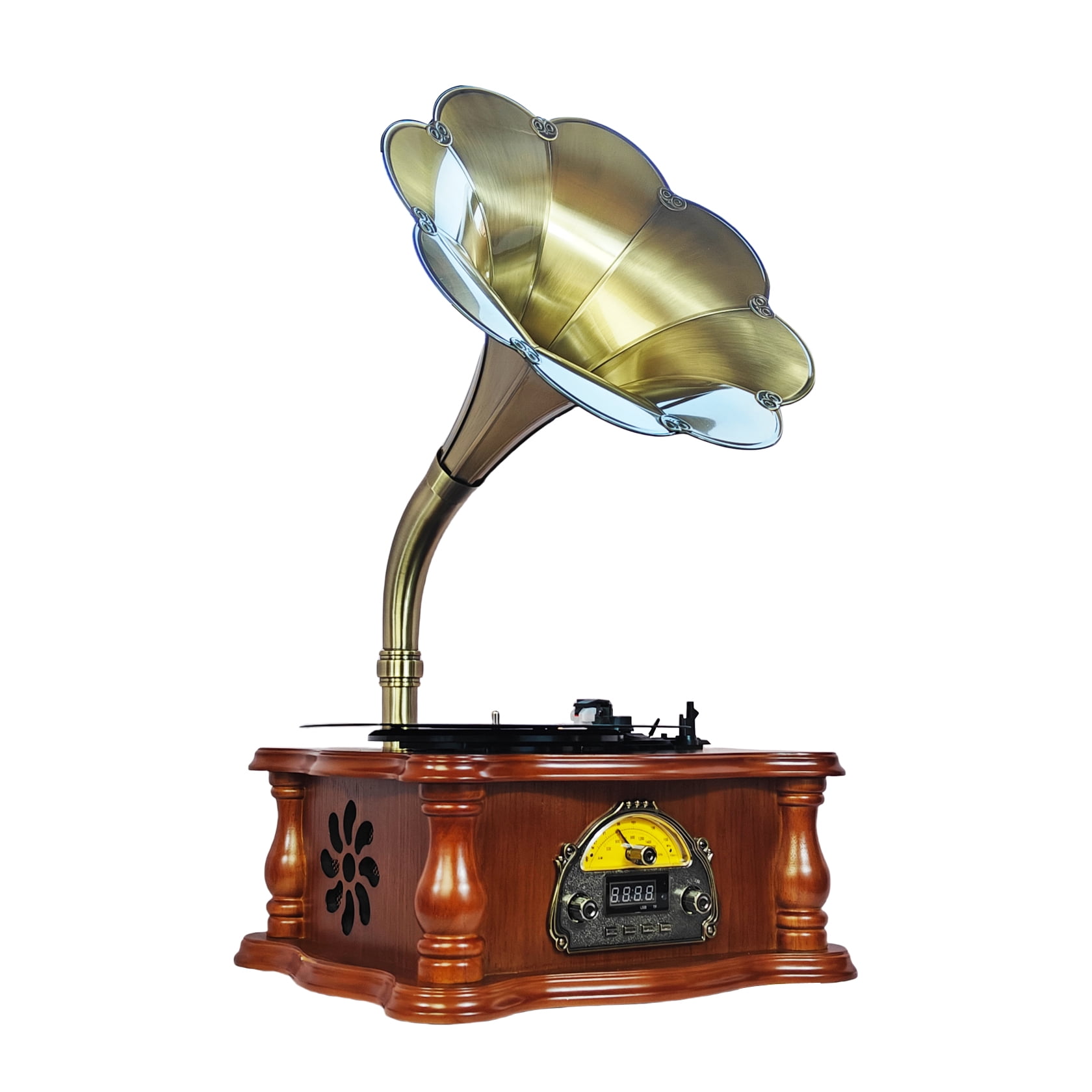 Wooden Vintage Gramophone Record Player, Retro Phonograph Record Player ...