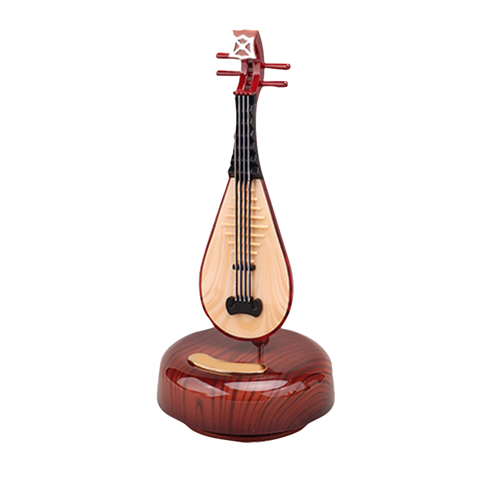 Wooden Vintage Music Box Classical Pipa-Shaped Musical Instrument Modeling, Rotating Design with ...