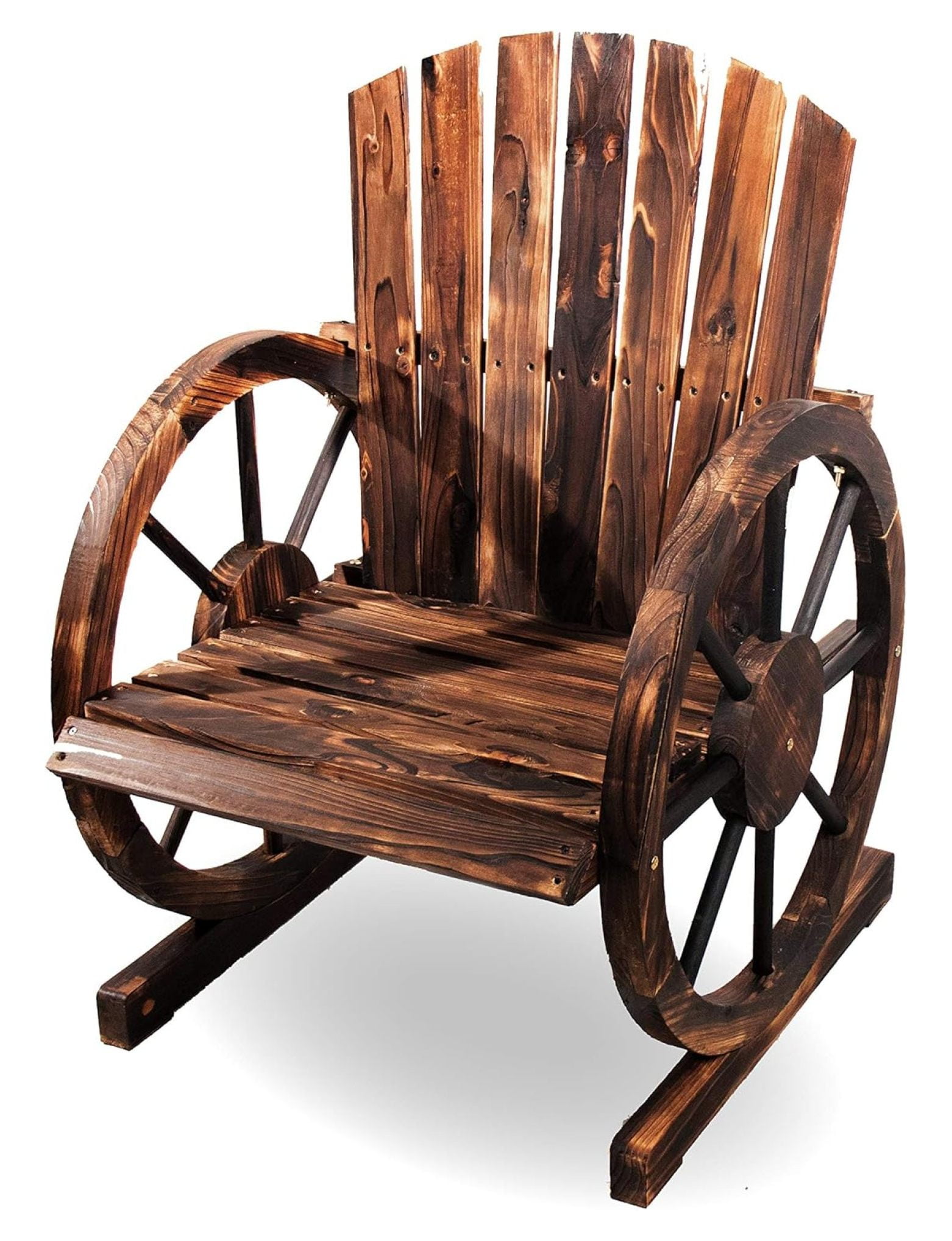 Wooden Wagon Wheel Chair Rustic Armrest Chair Outdoor Patio Furniture ...