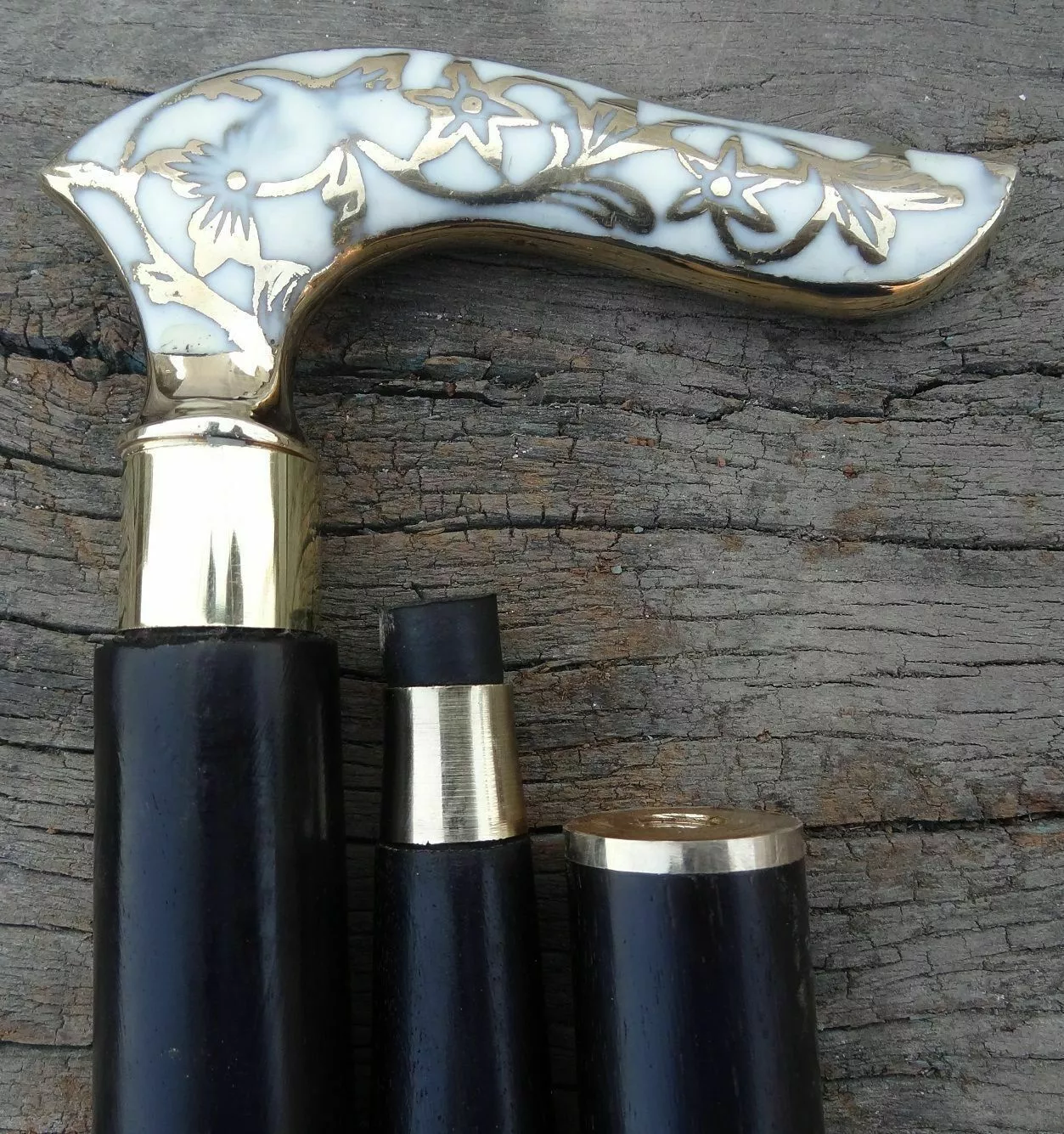 Wooden Walking Stick Cane Victorian Knob Wooden Cane Brass Handle ...