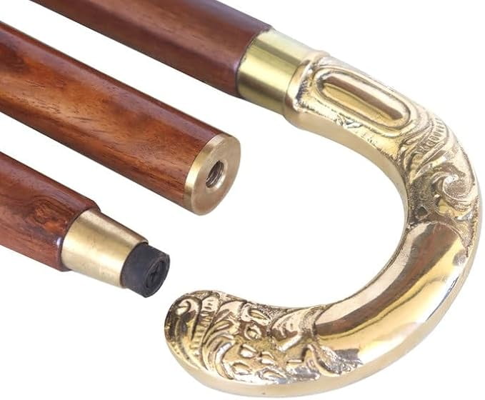 Wooden Walking Stick Handmade Walking Stick Wood Walking Canes Brass ...
