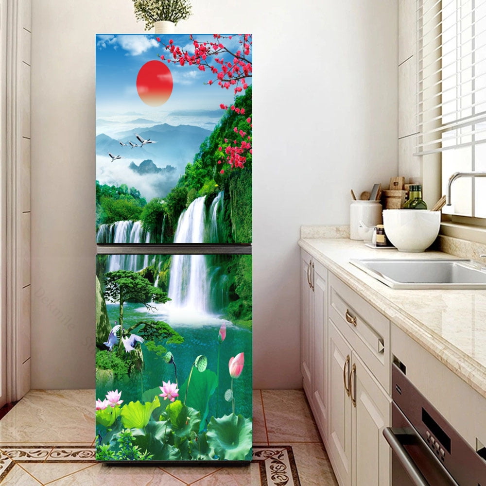 Wooden Walkway 3D Wallpaper For Fridge Adhesive Waterproof Bamboo ...