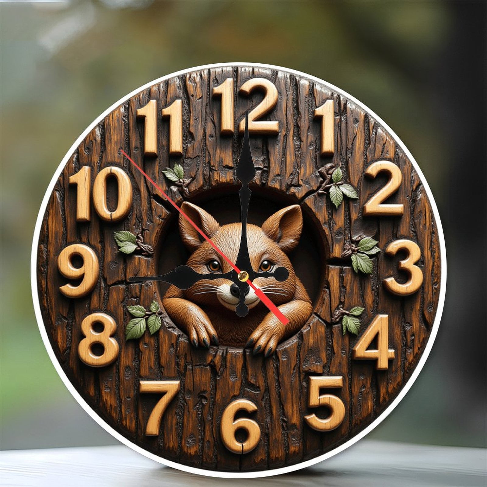 Wooden Wall Clock with 2D Animal Design And Rustic Finish 10-Inch ...