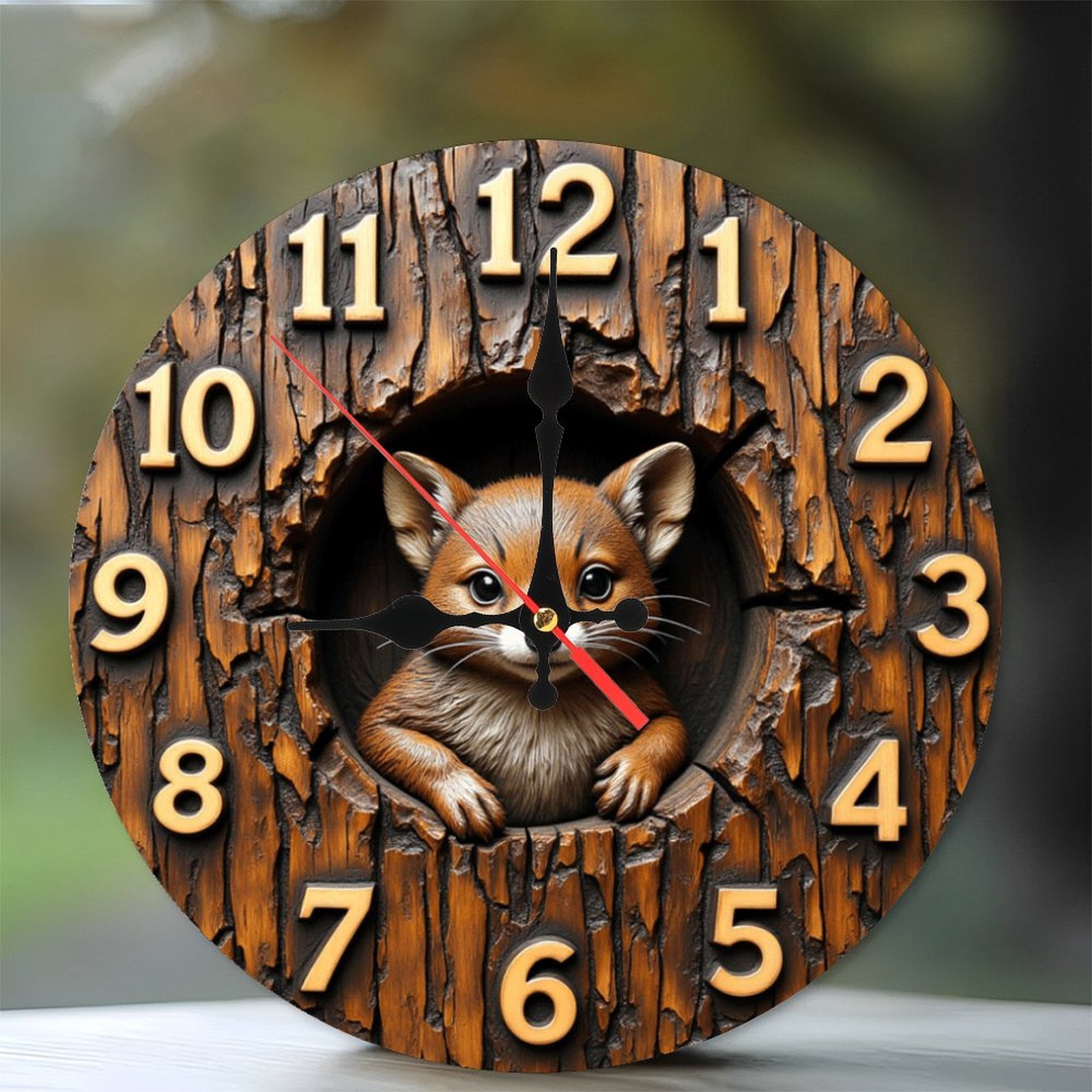 Wooden Wall Clock with 2D Animal Design Unique Home Decor 10-Inch ...