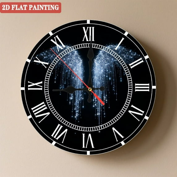 Wooden Wall Clock with Blue Starlight Waterfall Pattern, Silent ...