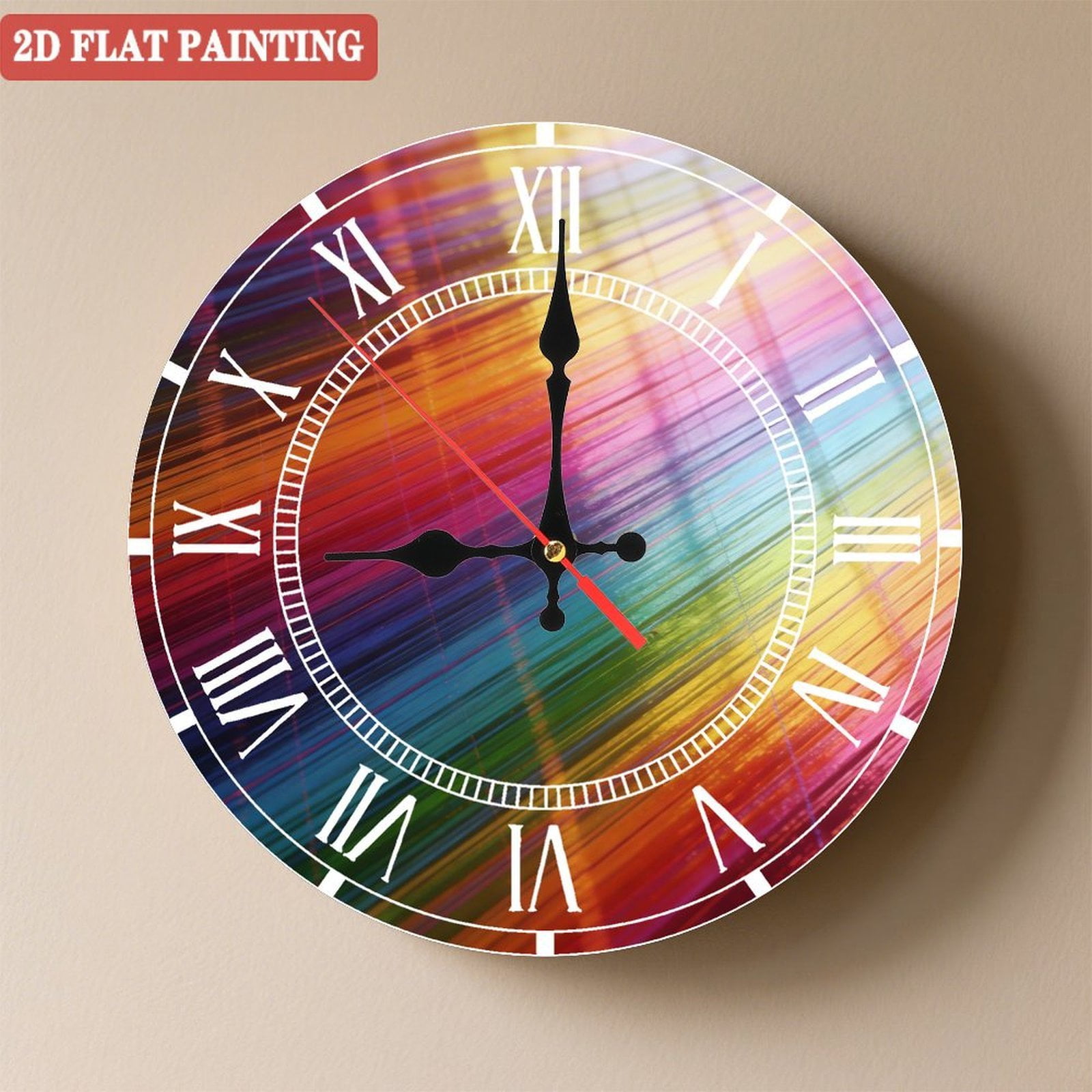 Wooden Wall Clock with Color Gradient Texture Background, Silent ...