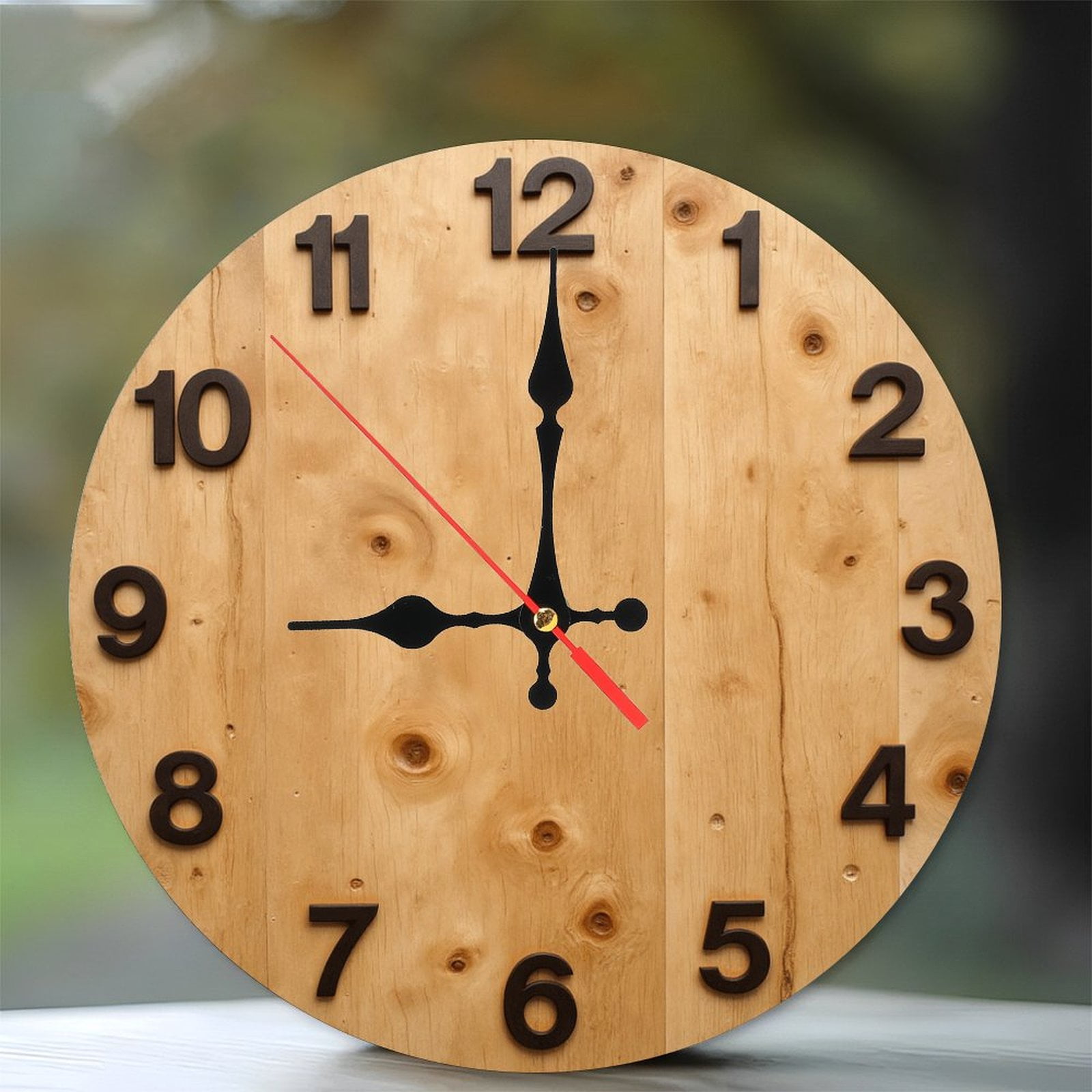 Wooden Wall Clock Farmhouse Large Black Number Rustic Home Decor 10 ...