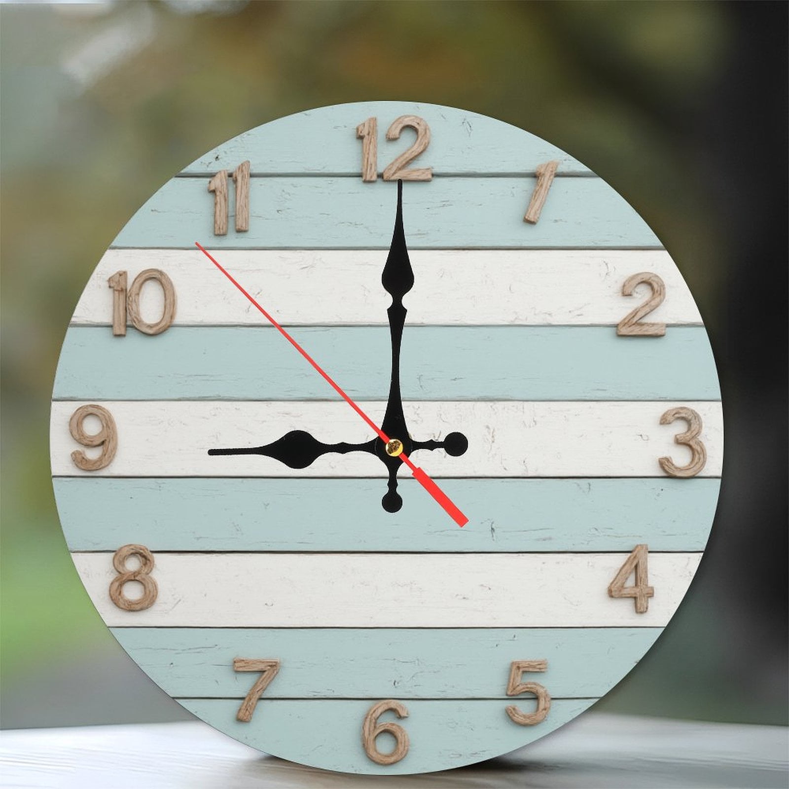 Wooden Wall Clock Farmhouse Style Home Decor Rustic Vintage 10-Inch ...