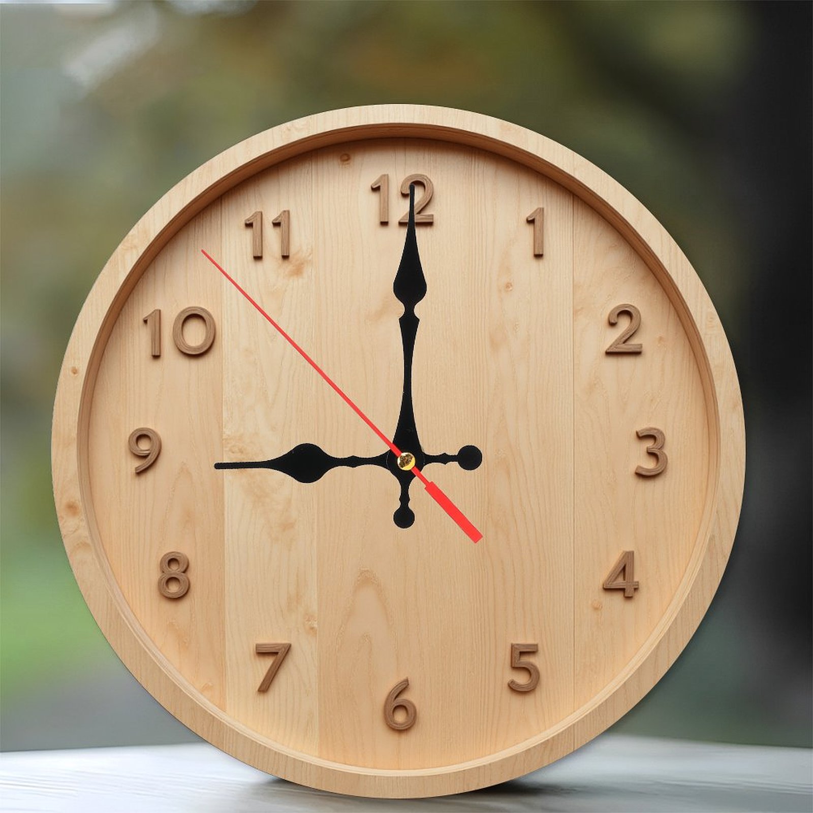 Wooden Wall Clock Modern Home Decor Simple Numbered Clock 10-Inch ...