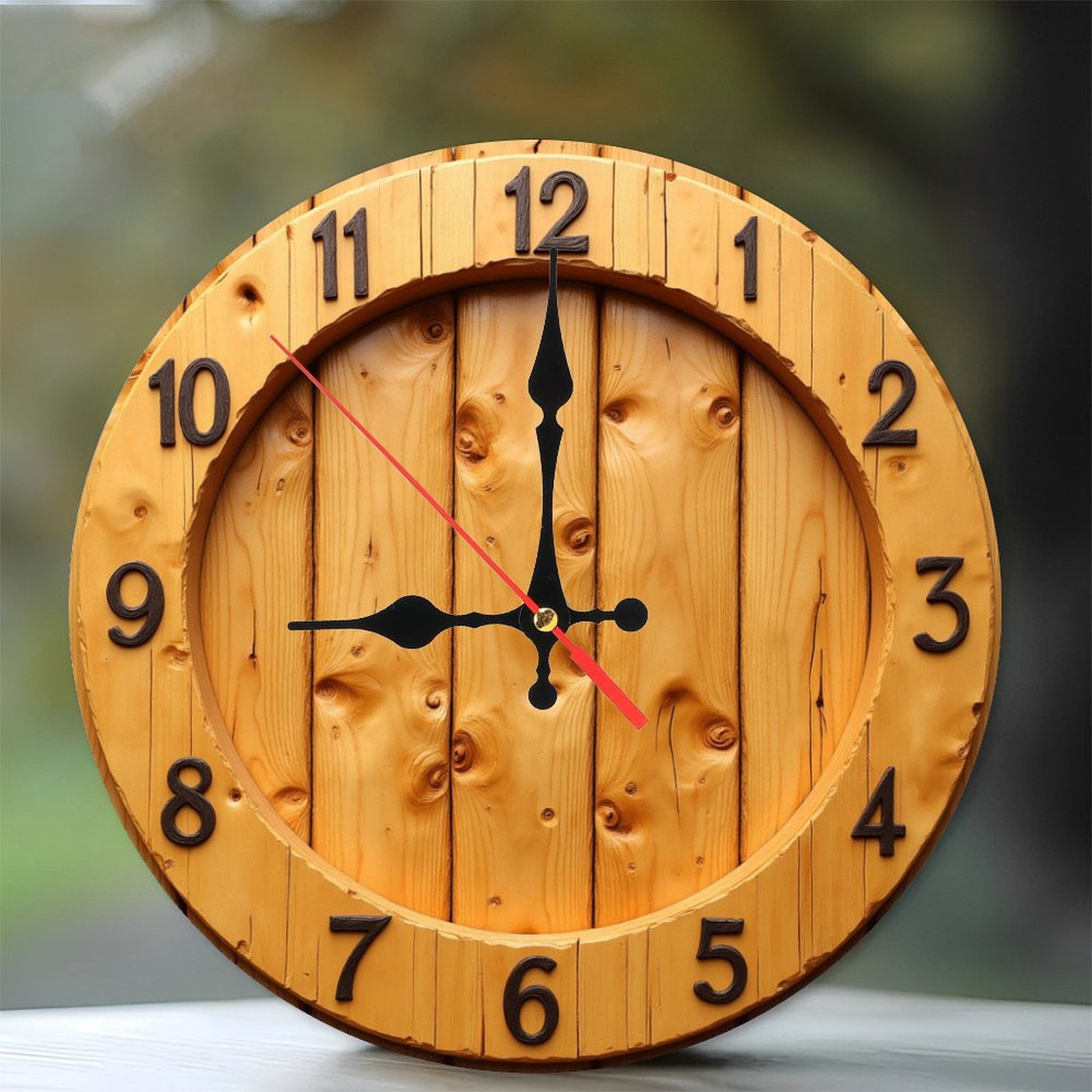 Wooden Wall Clock Rustic Farmhouse Style Home Decor 10-Inch Silent ...
