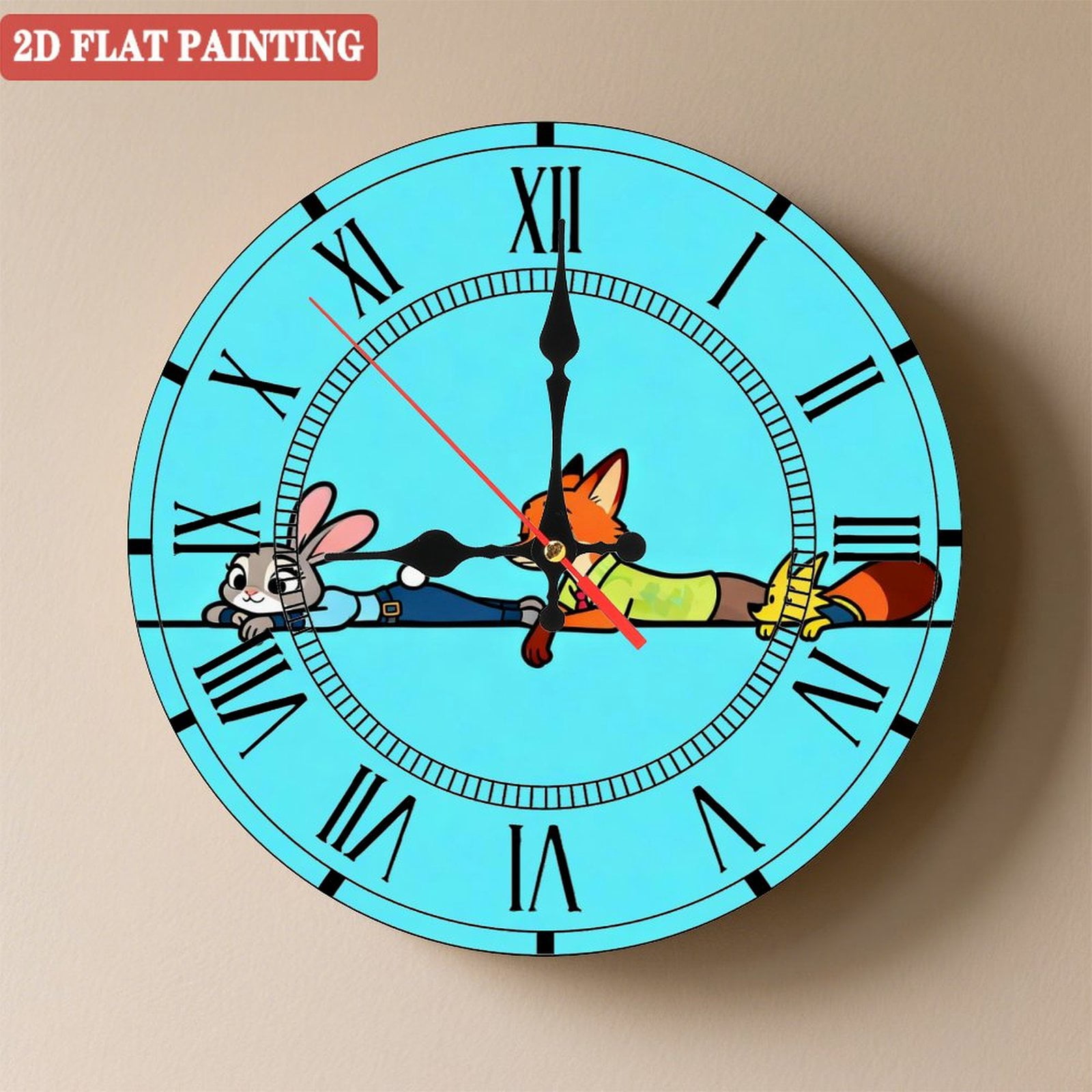 Wooden Wall Clock with Zootopia Cartoon Characters Pattern, Silent ...