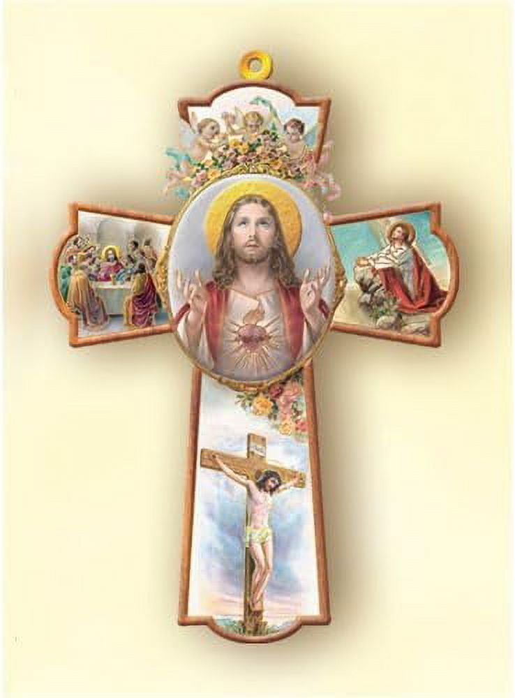 Wooden Wall Cross - Sacred Heart Of Jesus - MADE IN ITALY, 8.25in ...
