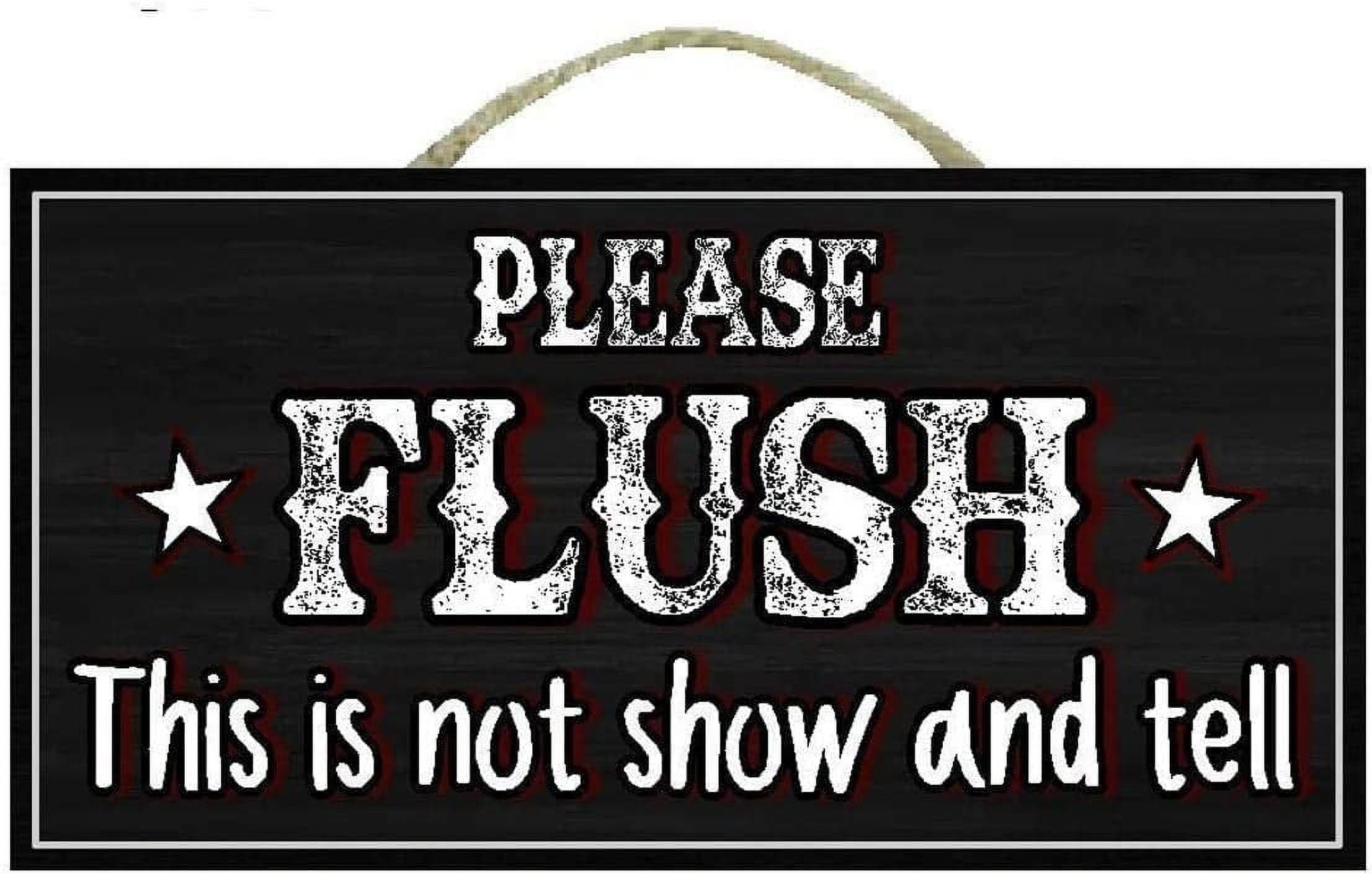 Wooden Wall Decor Farmhouse Funny Bathroom Sign Please Flush This is ...