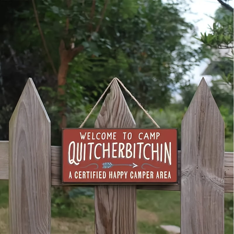 Wooden Wall Hanging "Welcome To The Campsite, A Certified Happy Camping ...