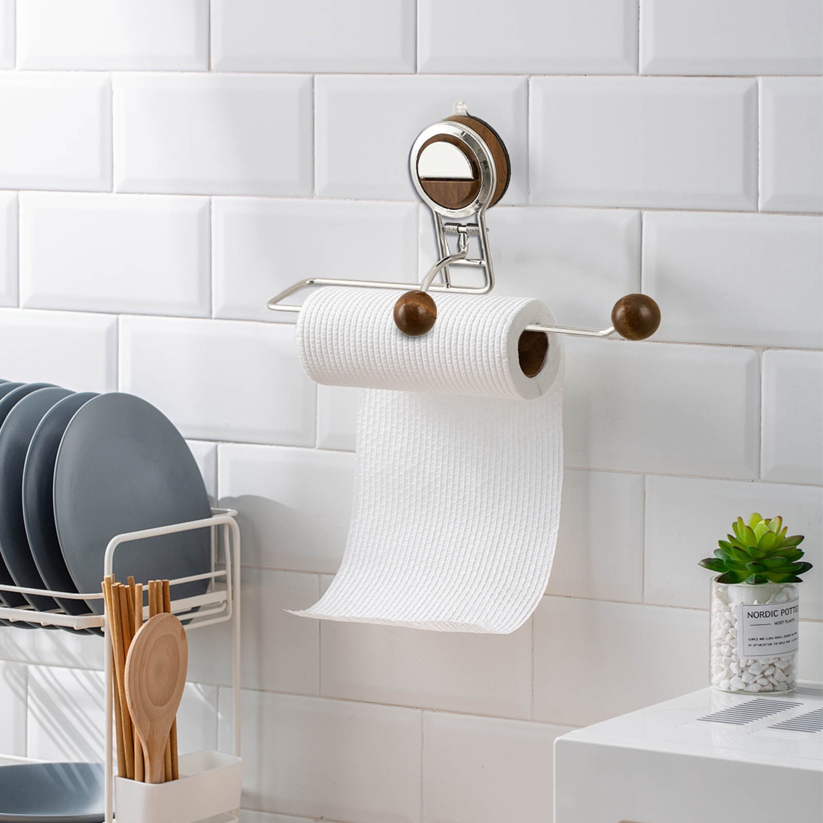 Wooden Wall Mount Storage Rack with Super Suction Cups - Multi-Layer ...