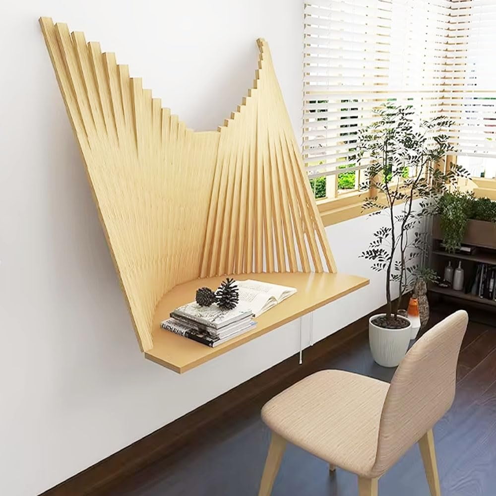 Wooden Wall Mounted Folding Table - Drop Leaf Foldable Desk, Solid Wood ...